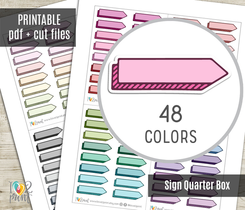 48 Colorful Sign Note Doodle Quarter Box Stickers | Printable Function ...