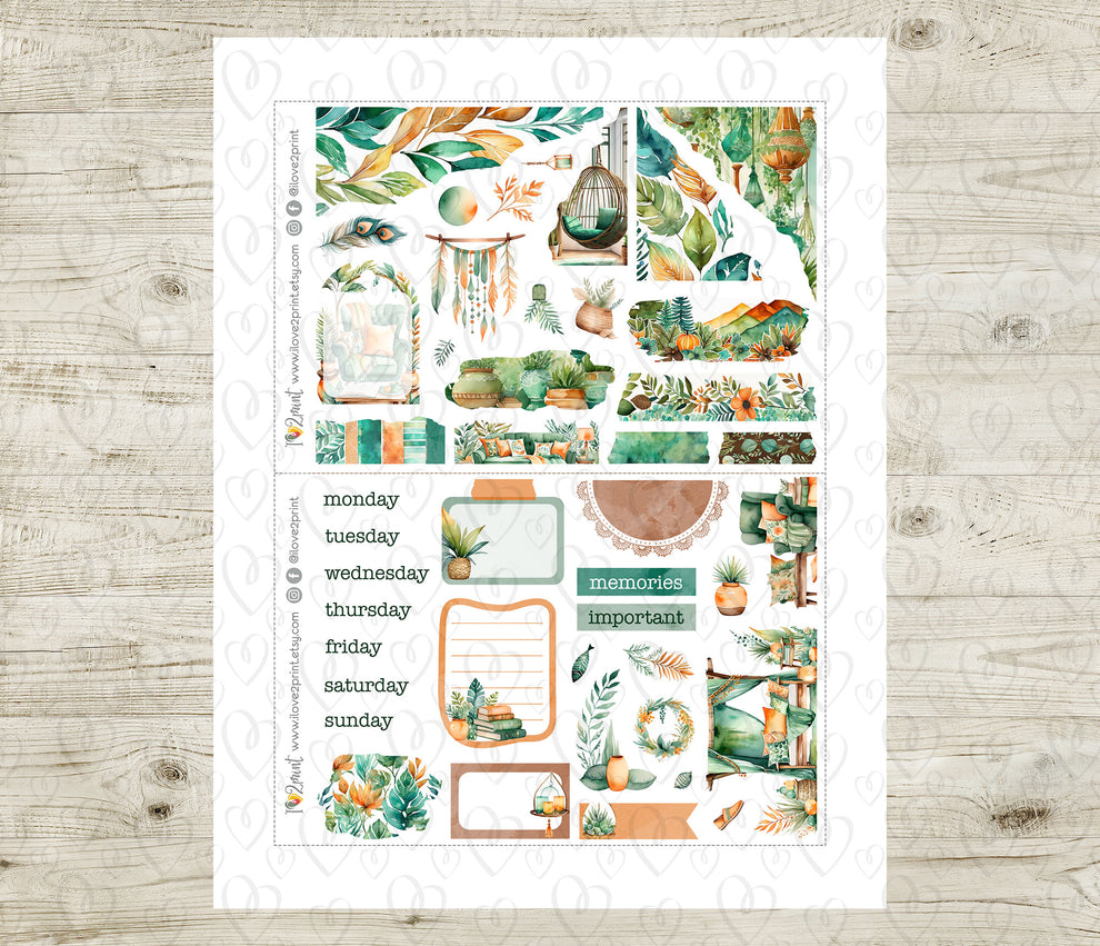 Boho Corner Journal Stickers - Printable Printable PDF & Cut Files ...