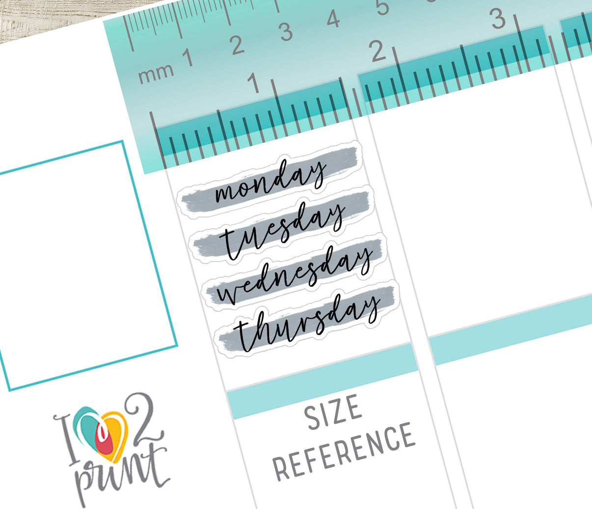 Week Headers Brush Stroke Color Stickers - Printable Week Labels - PDF ...