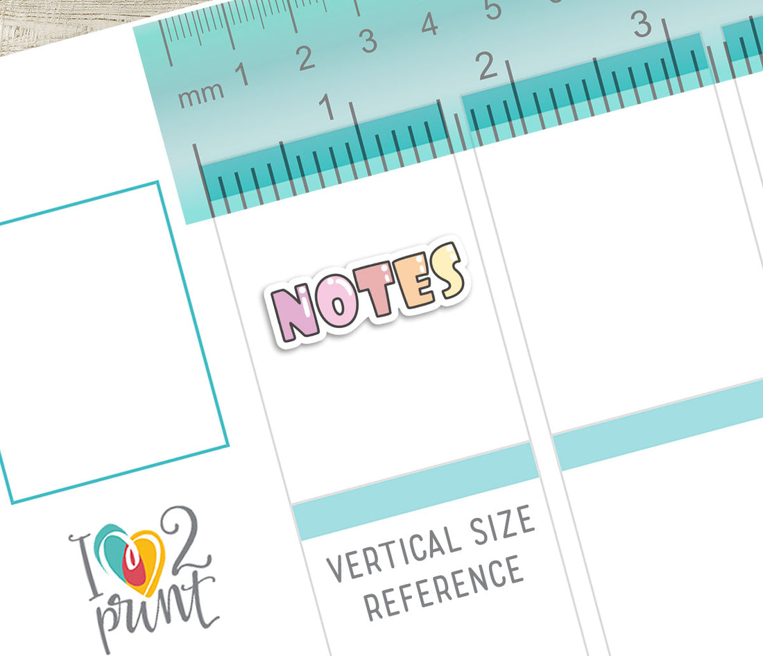 Notes Bubble Font Printable Planner Stickers - PDF & Cut Files ...