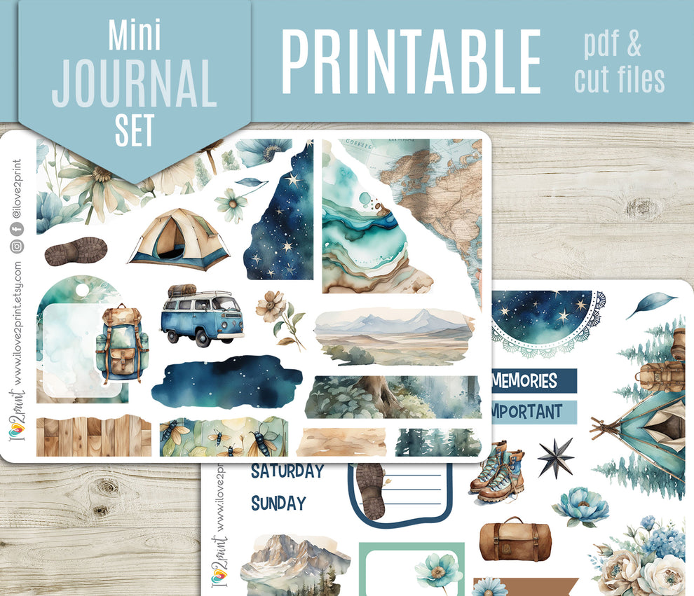 Camping Journal Stickers - Printable Printable PDF & Cut Files ...