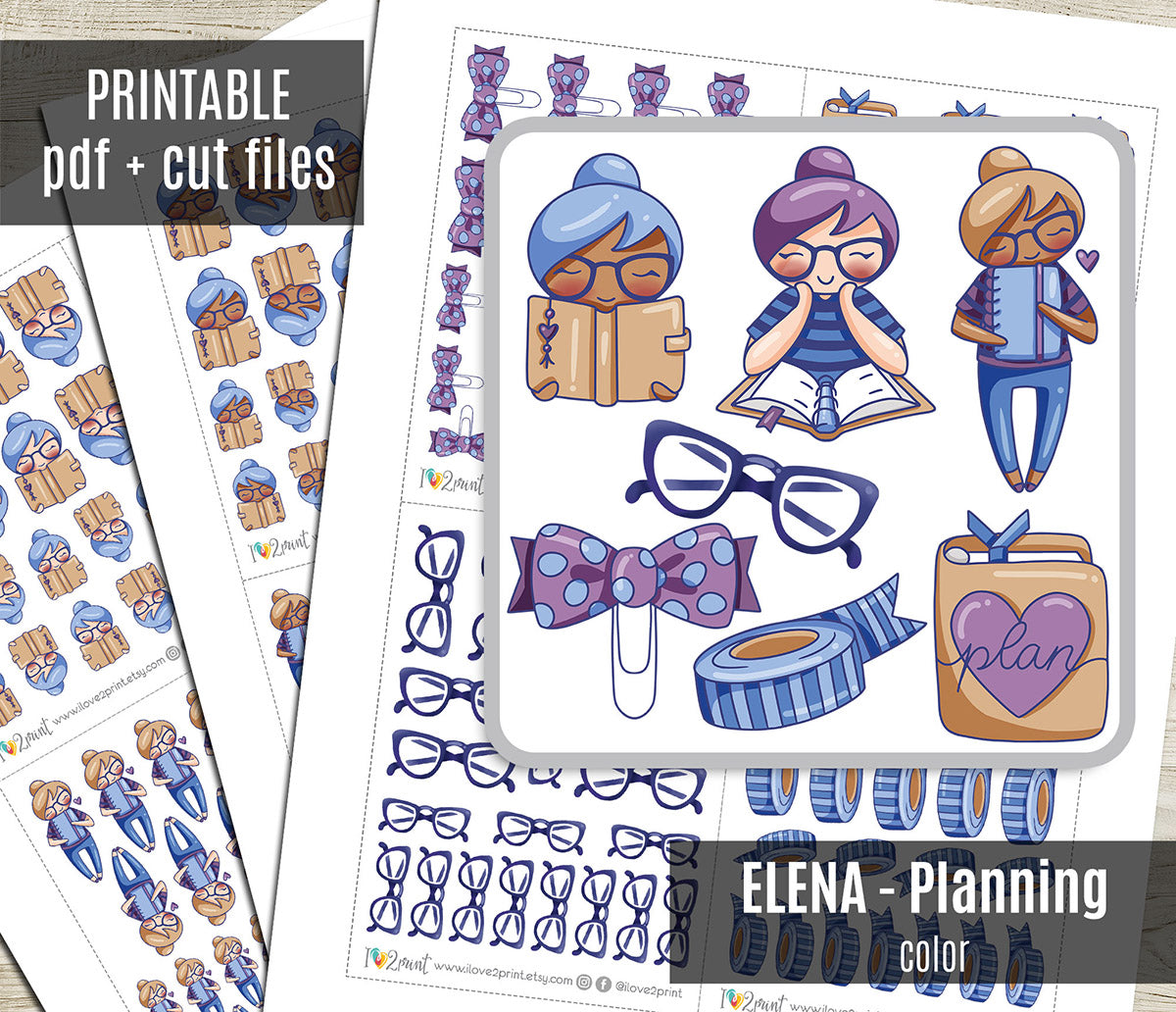 Elena Planning - COLOR Printable Planner Sticker - PDF & Cut Files ...