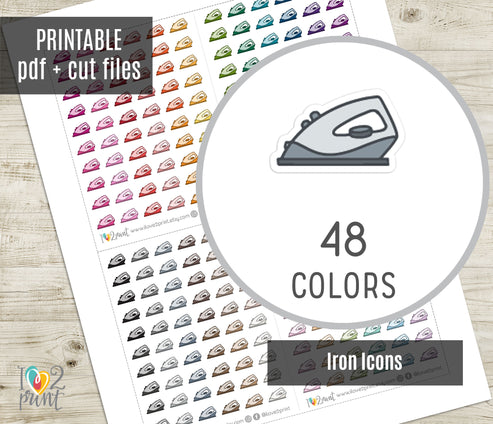 Iron Icon Stickers - Functional Printable Stickers - PDF & Cut Files ...