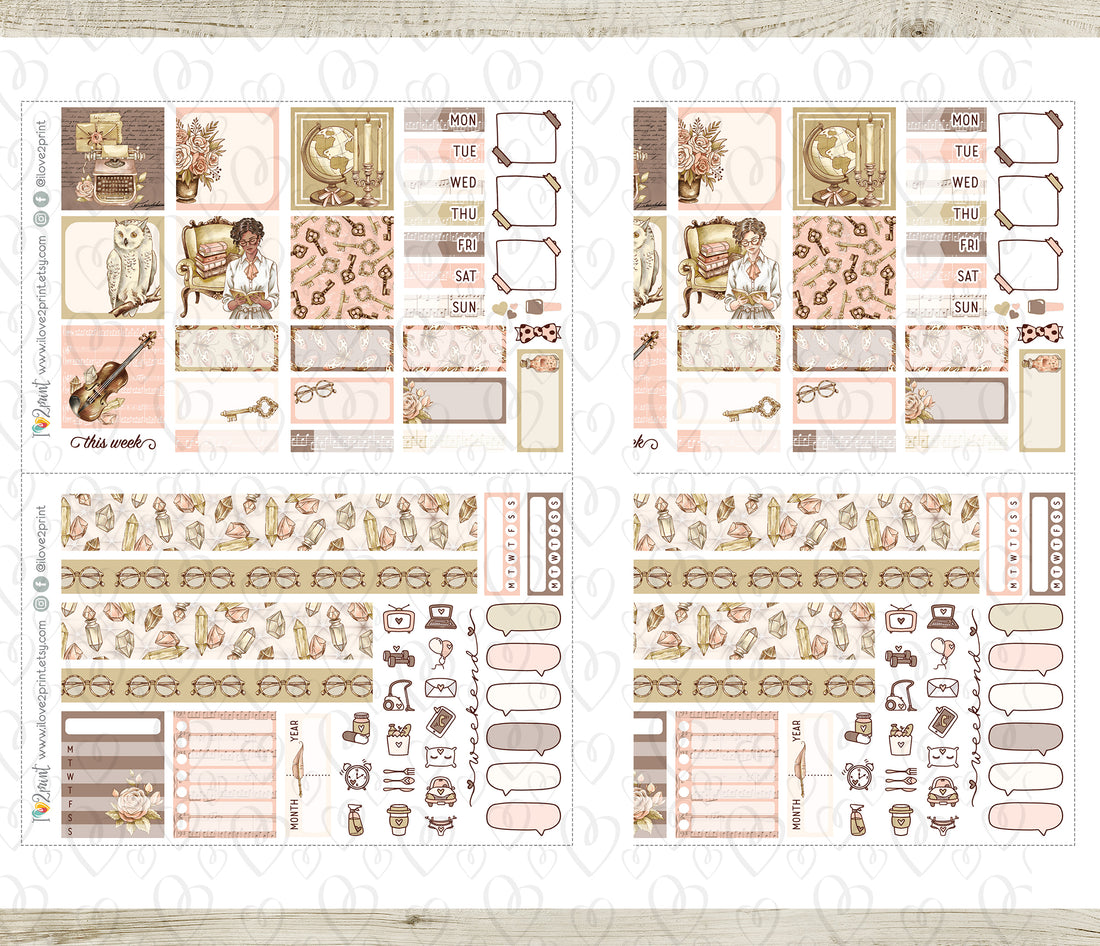 Light Academia Stickers - Hobonichi Cousin - Printable PDF & Cut Files ...