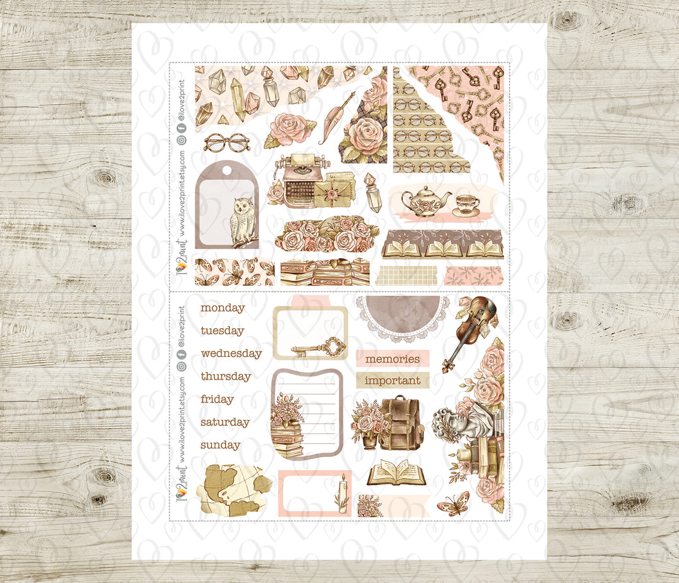 Light Academia Journal Stickers - Printable PDF & Cut Files – Ilove2Print