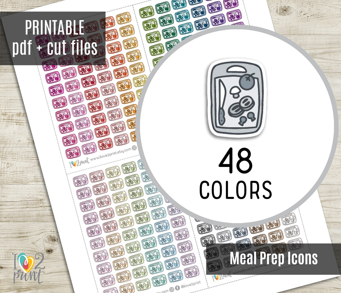 Meal Prep Icons Stickers - Functional Printable Stickers - PDF & Cut F ...