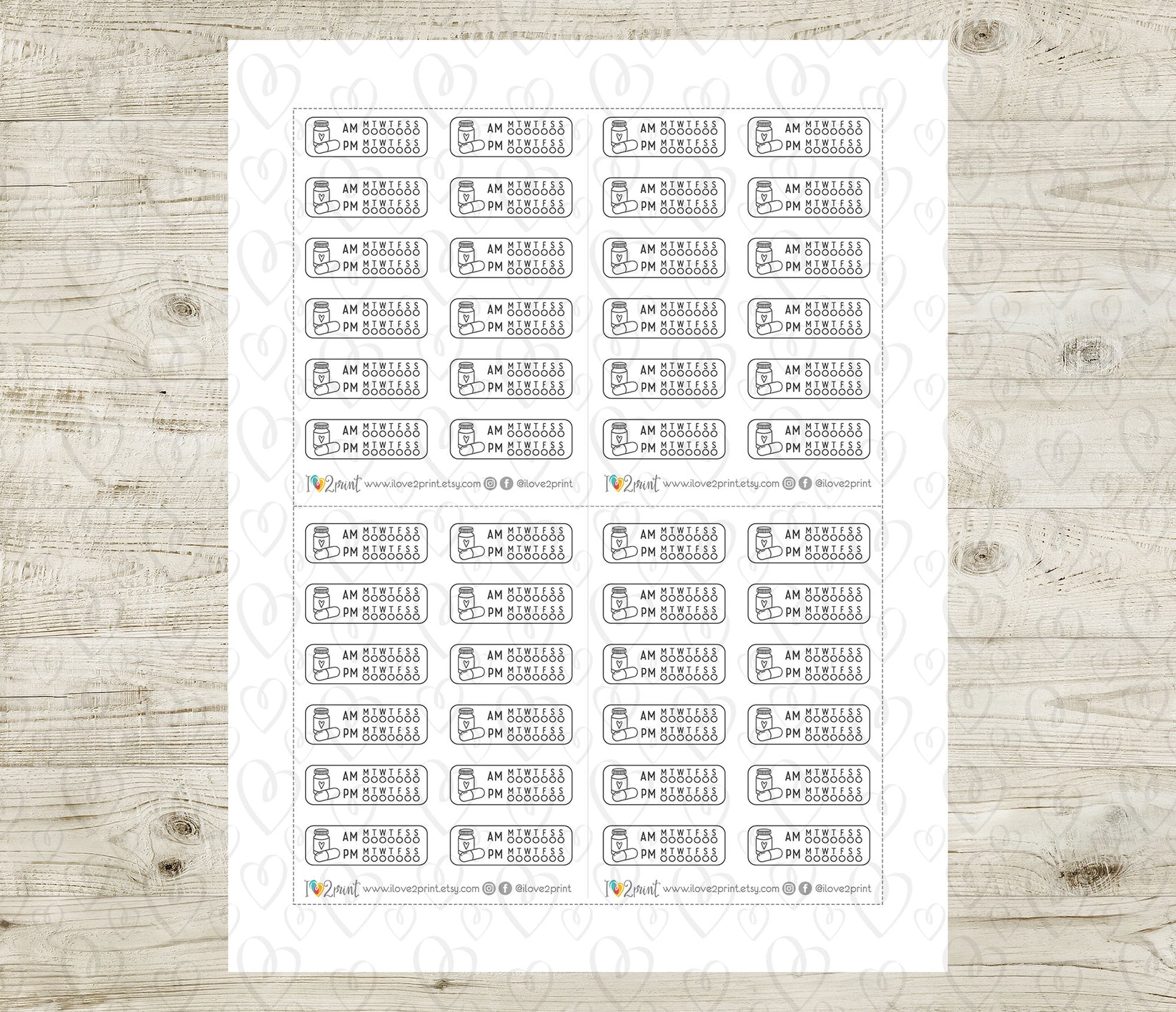 Medication Tracker AM / PM Stamp Printable Planner Stickers - PDF & Cu ...