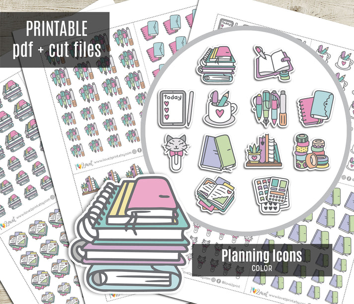 Planning Icons Printable Icons Stickers – Color Planner Icons - PDF ...