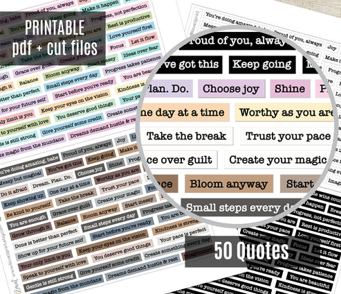 Quote Words Sticker Set – 50 Functional & Decorative Overlays – Printa ...